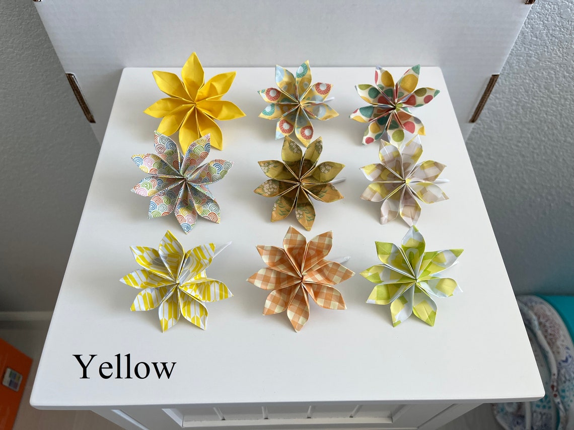 Six Assorted Origami Flowers for Gifts | Decoration - Etsy