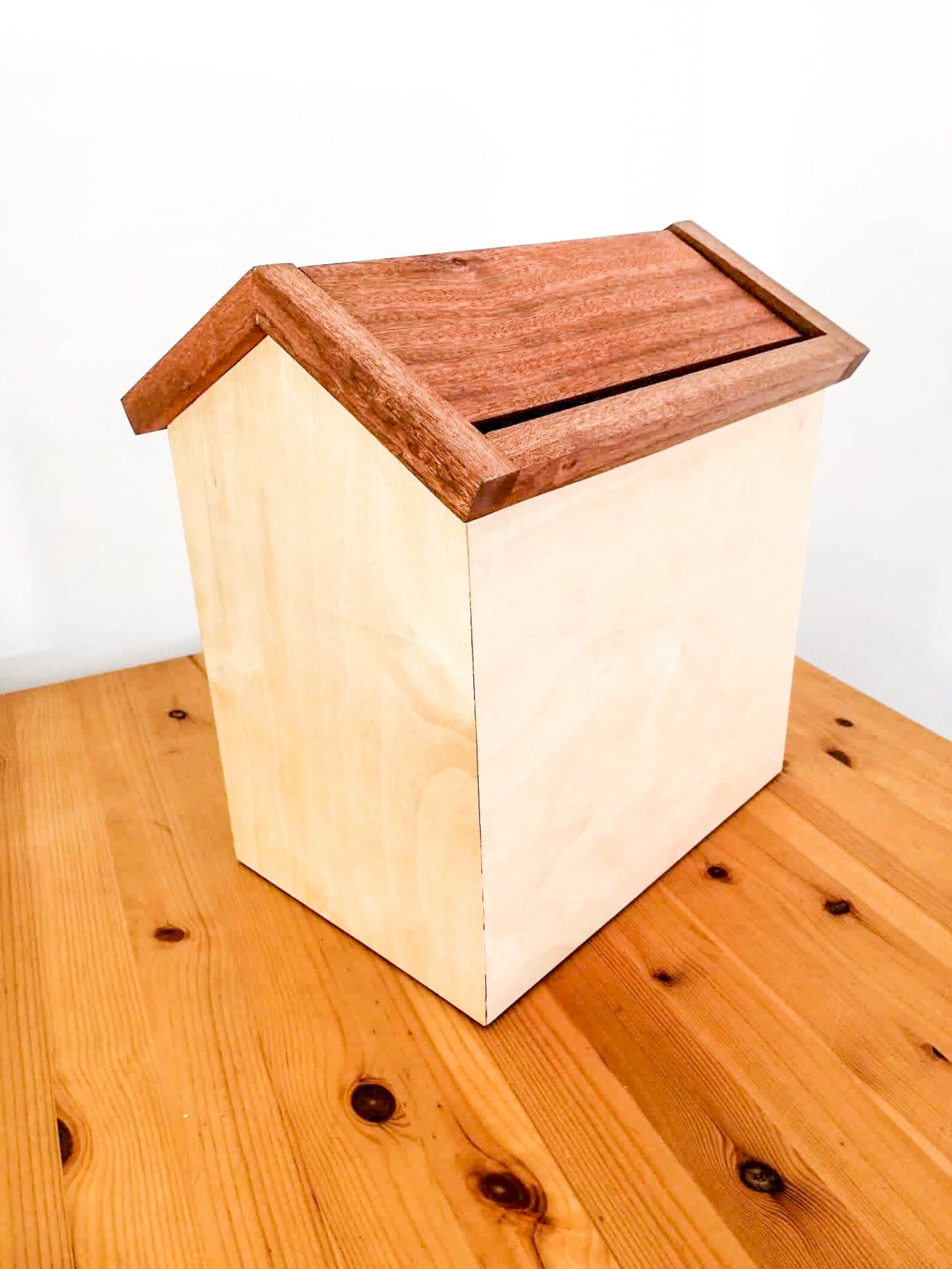 Waste Paper Wooden Bin With Lid , Handmade Trash Can Cabinet ...