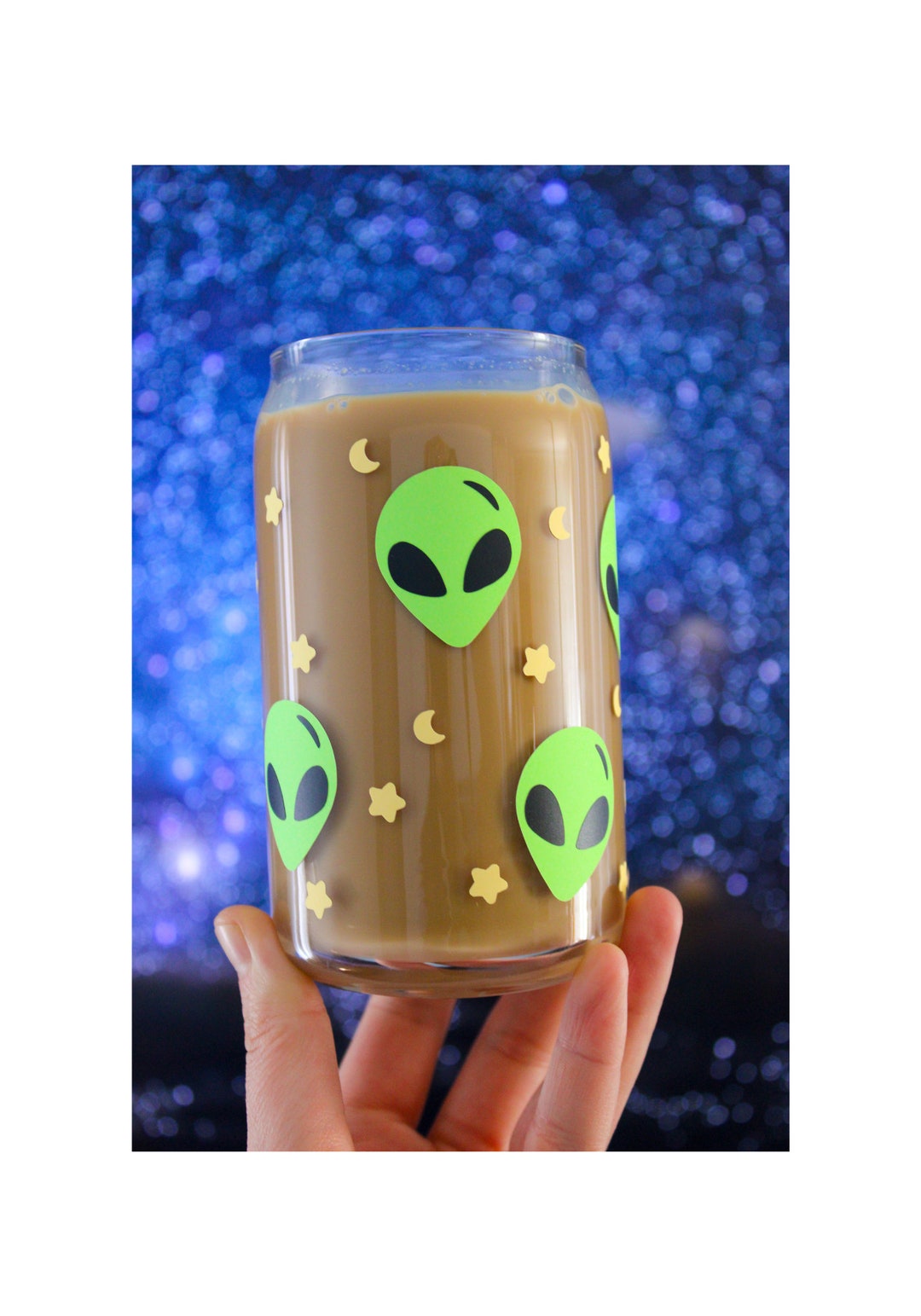 Glow-in-the-dark Aliens Glass Can Cute Glassware - Etsy