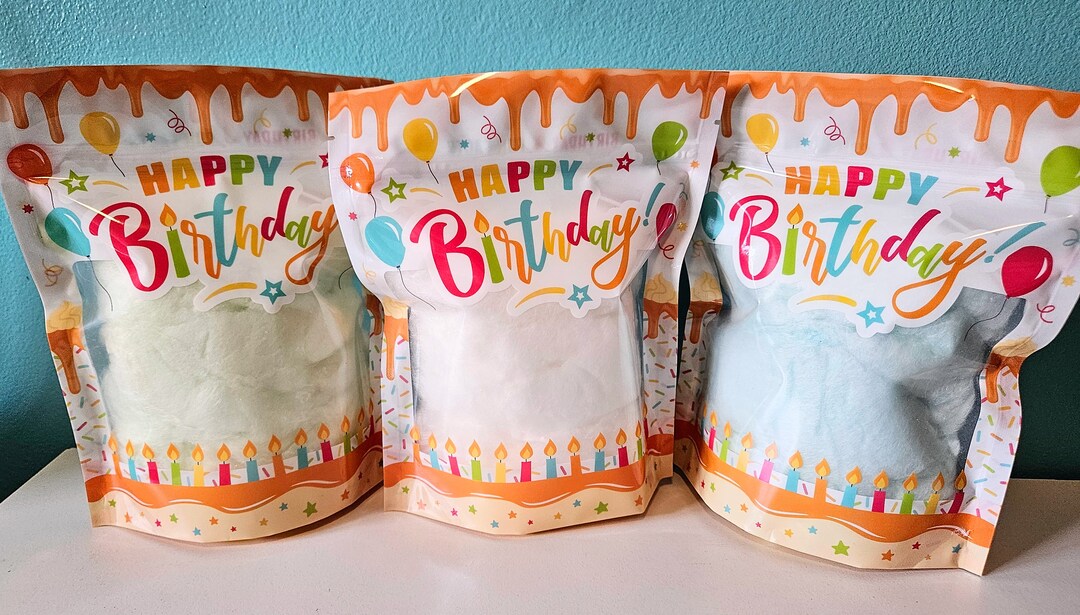 Gourmet Cotton Candy Party Bags - Happy Birthday - Colorful Design ...