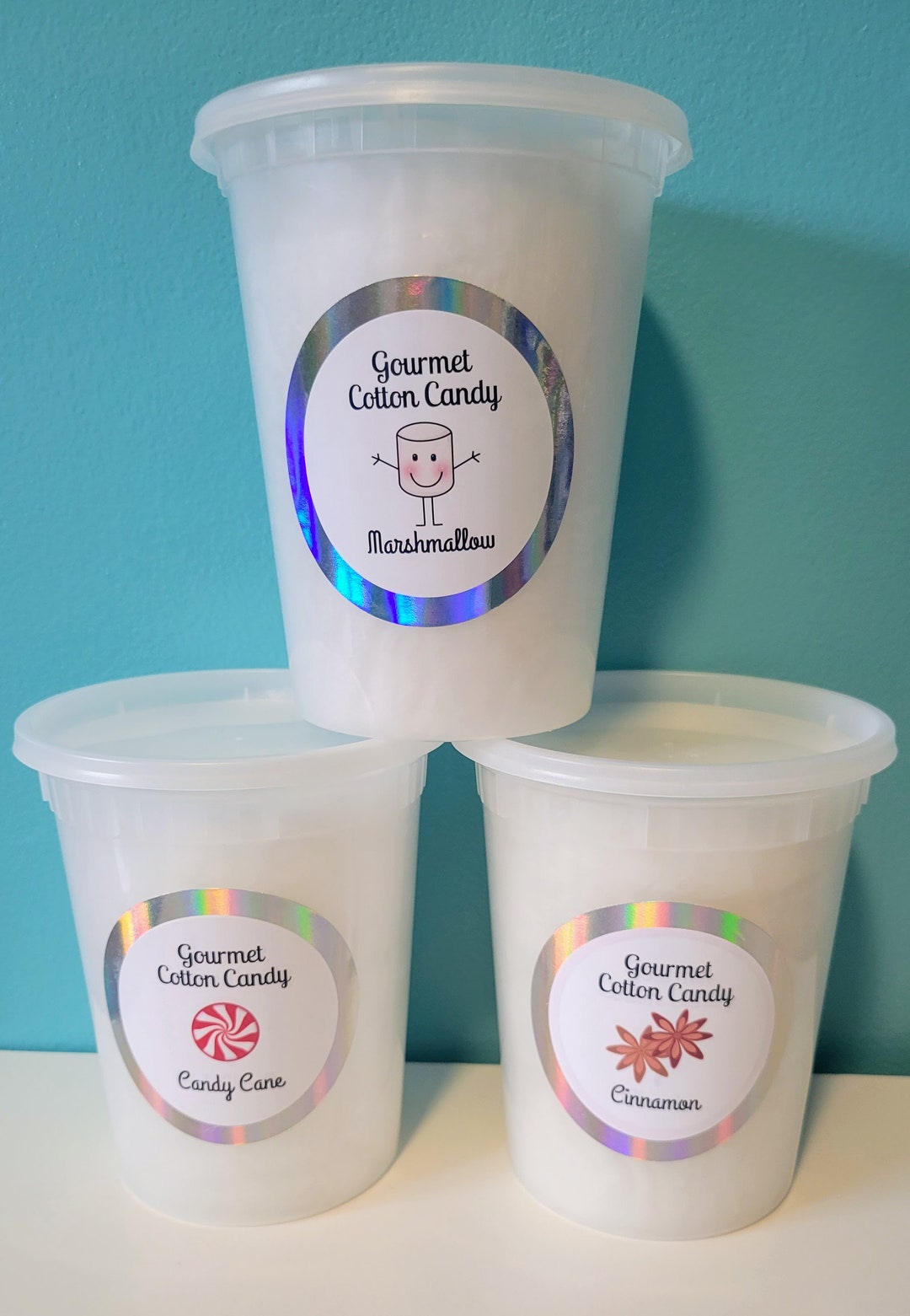 Gourmet Cotton Candy 3 32 Oz. Tubs 1.75 Oz. Net Wt Winter Cotton Candy ...