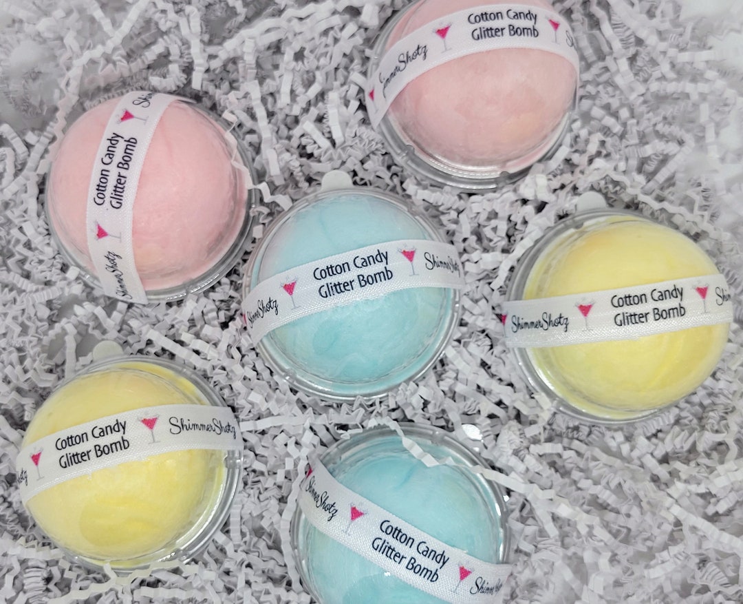 6 Bombs Cotton Candy Edible Glitter Bombs Pink, Blue, or Yellow Perfect ...