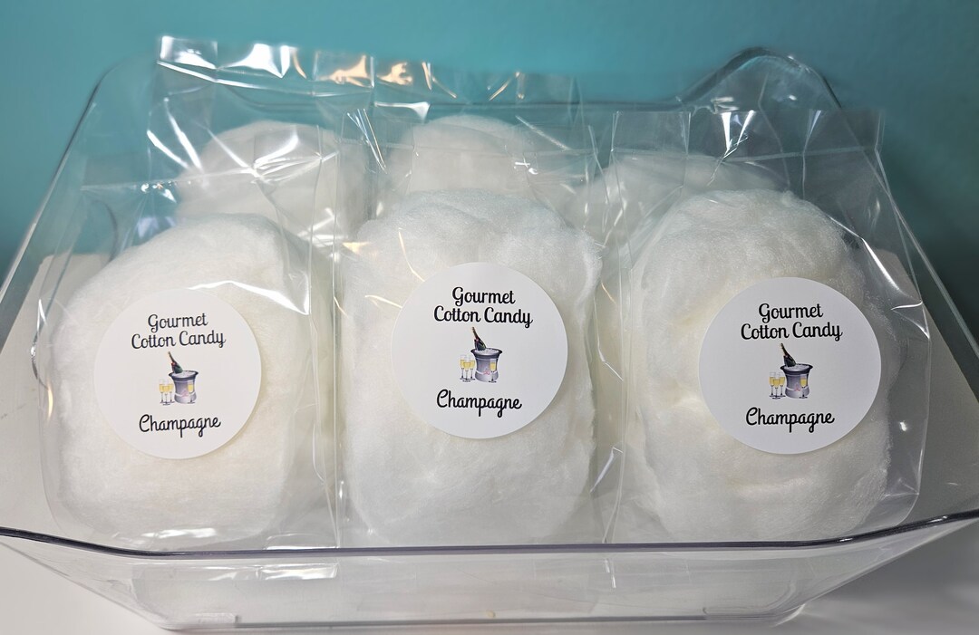 Gourmet Champagne Cotton Candy Favor Bags - Custom Stickers - Etsy