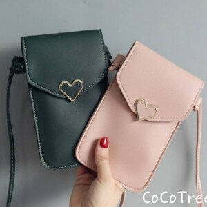 Personalized Small Phone Purse, Leather Phone Bag, Touch Screen Leather ...