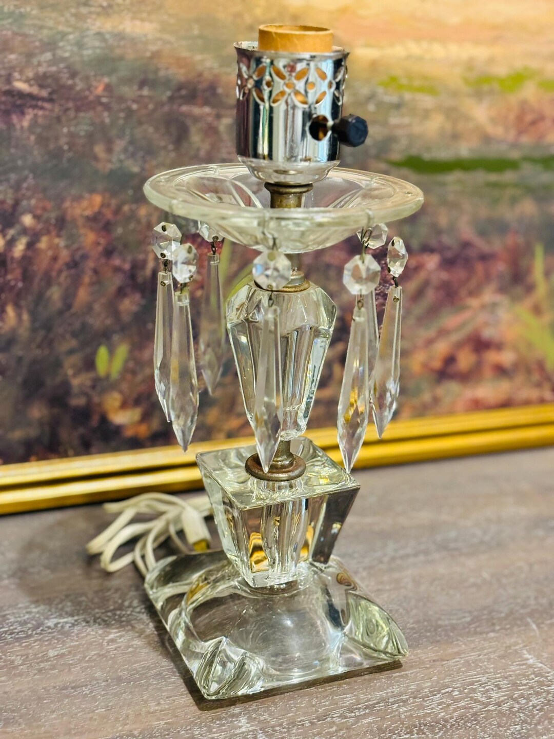 Block Glass Boudoir Lamp | Glass Table Lamp | Victorian Style Lantern ...