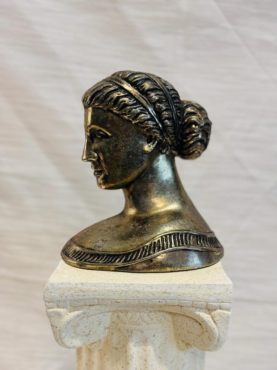 Heavy Roman Woman Bust Bookend | Classical Bronze-tone Sculpture ...