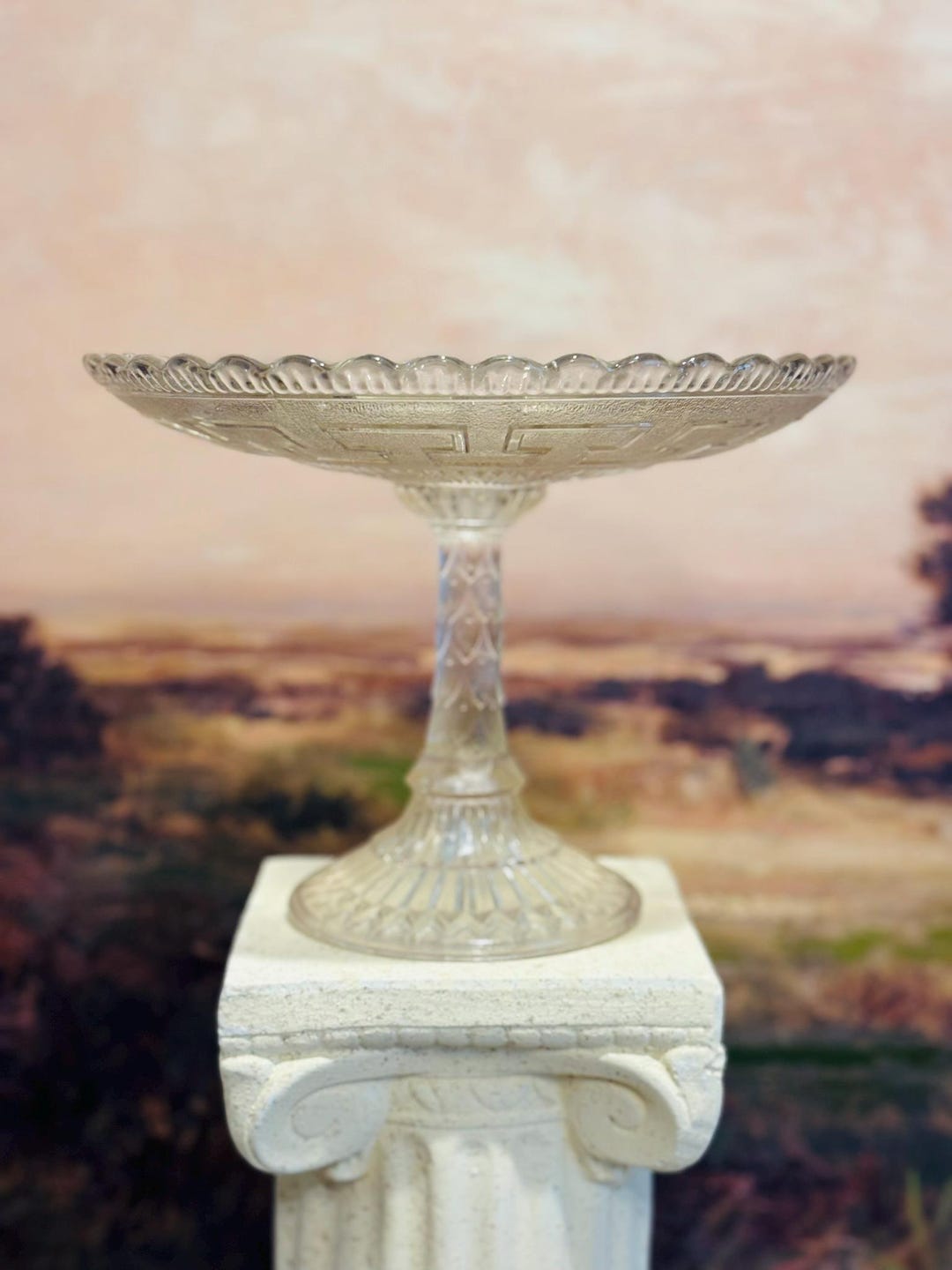 Late 19th Century Bon Bon Glass Compote| Crystal Footed Bowl | Greek ...
