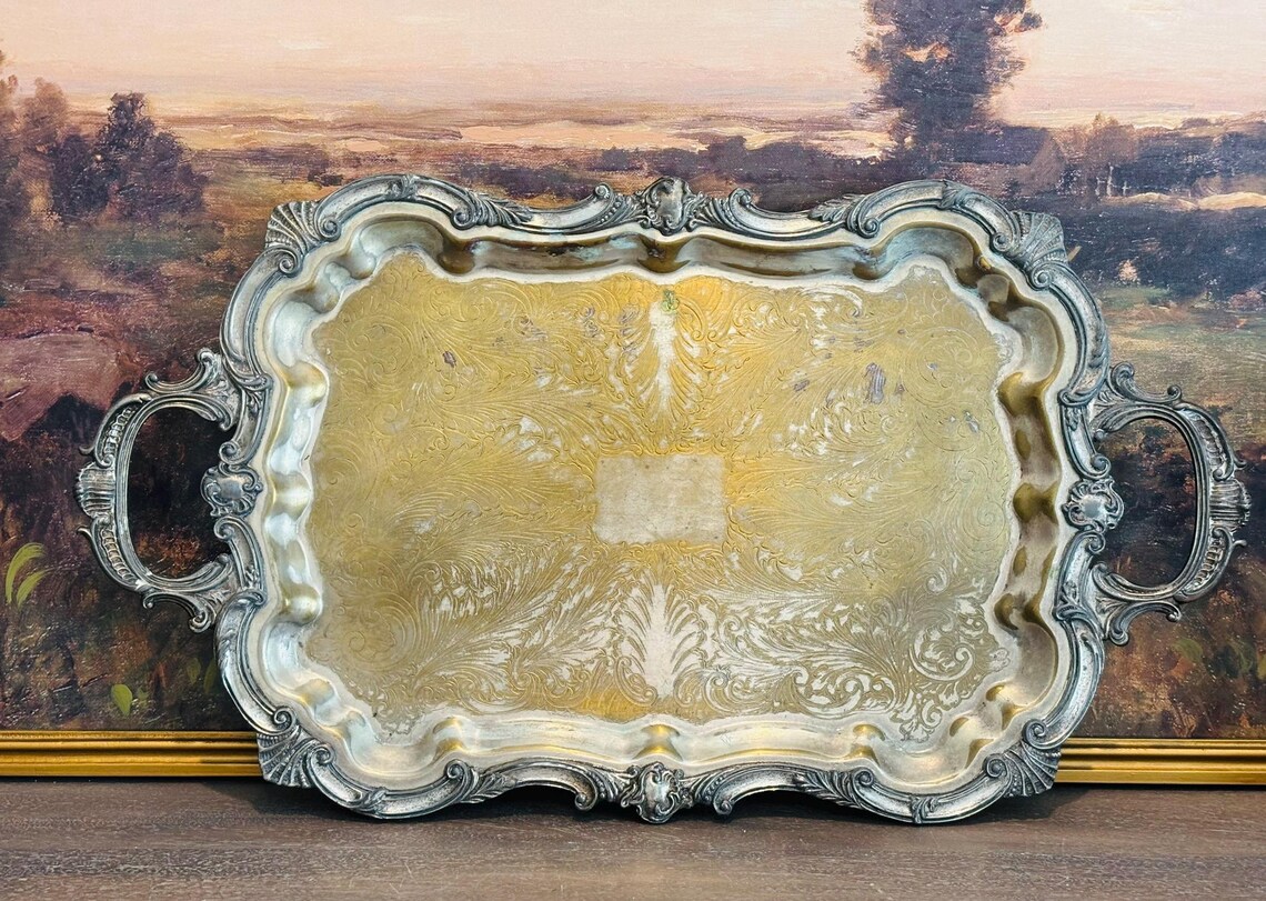 Antique Silver Butlers Tray| French Antique Dish | Elegant Silver ...