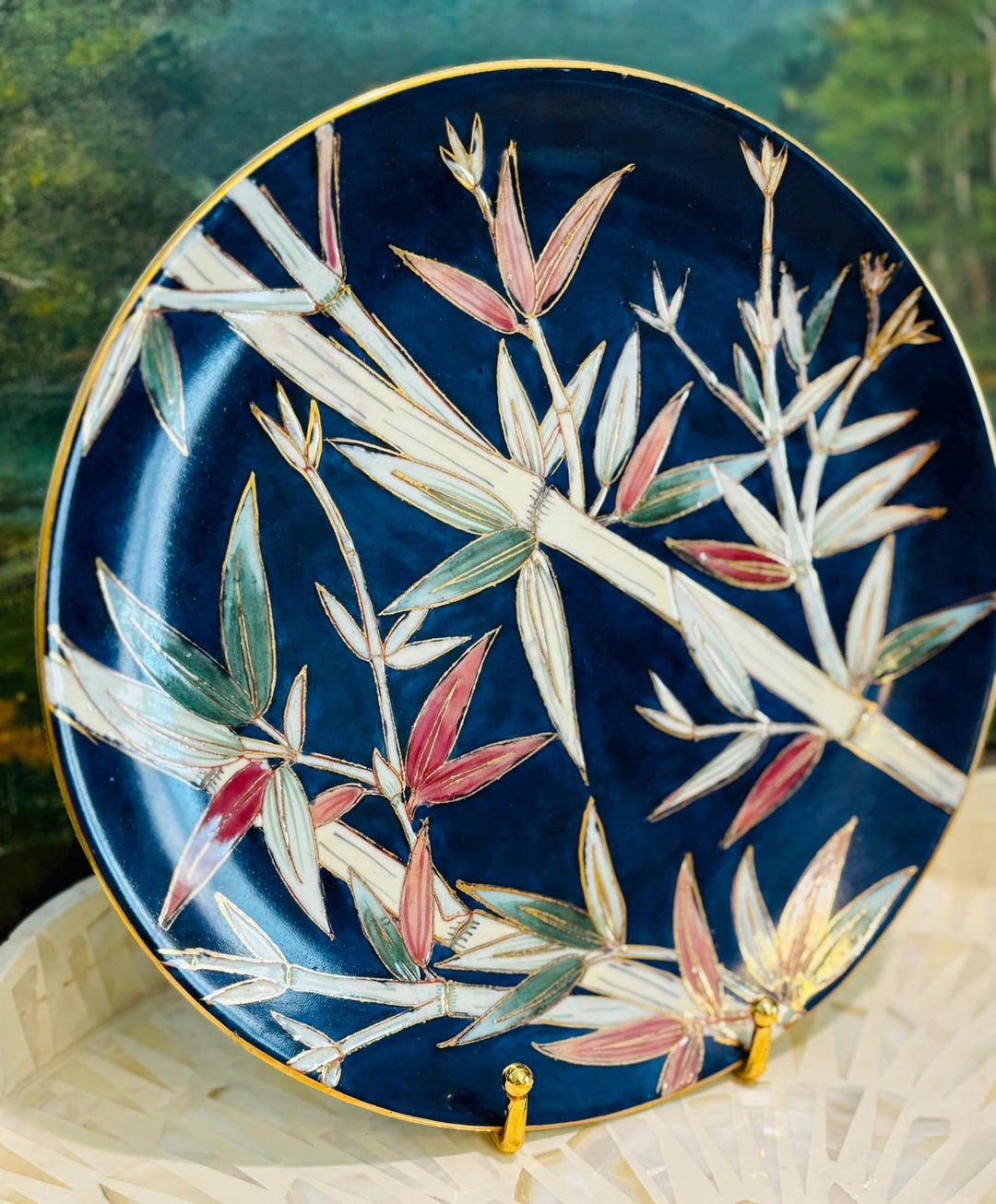 Vintage Andrea by Sadek Bamboo Plate| Vintage Dinner Plates | Floral ...