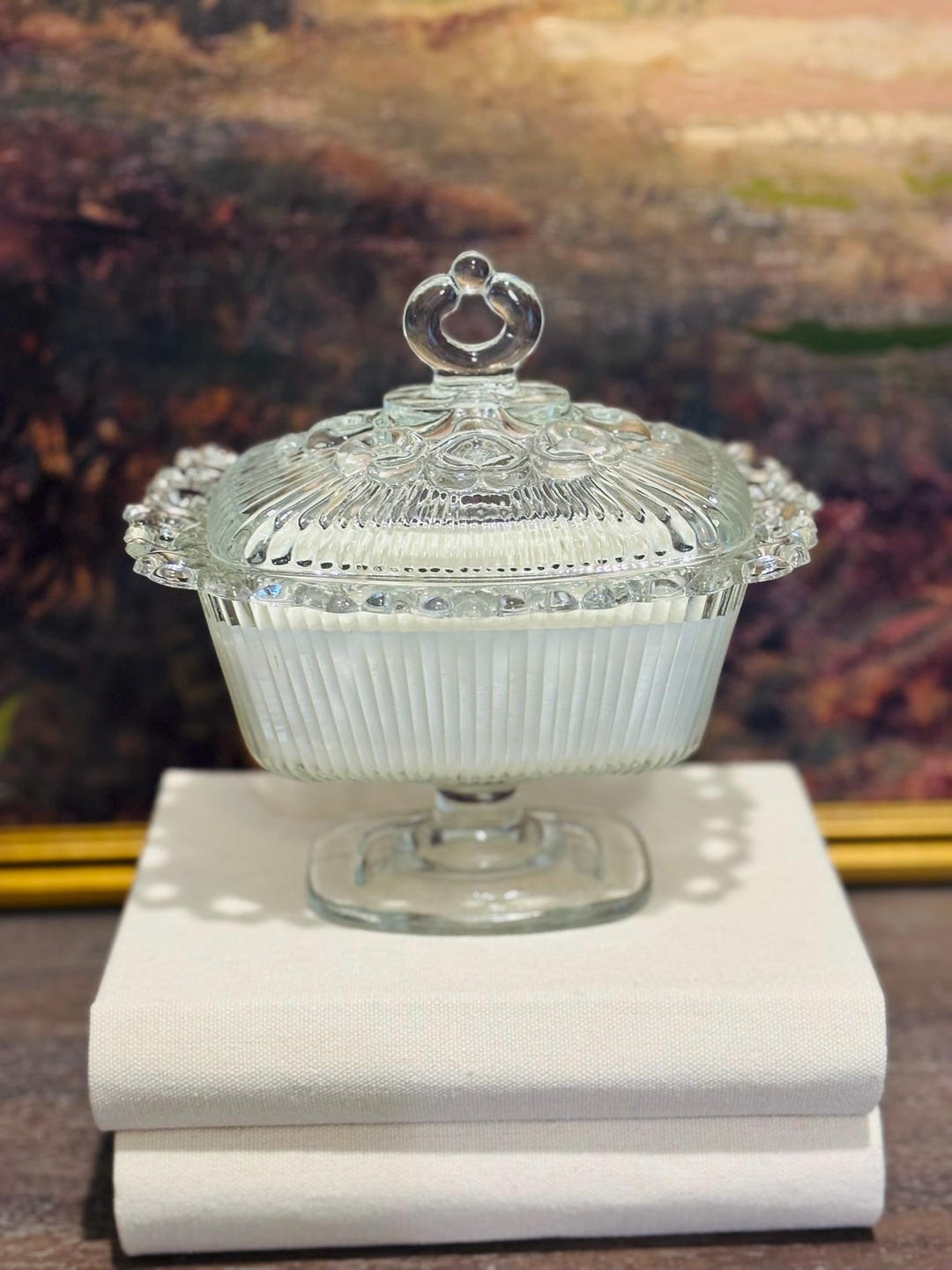 Vintage Mid Century Indiana Pressed Glass Candy Dish Candle| Vintage ...