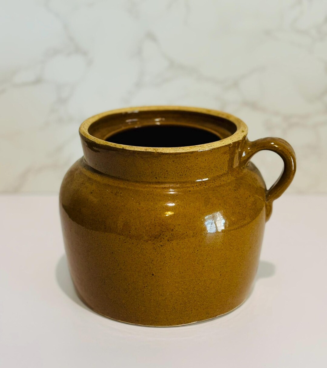 Vintage Brown Pottery Crock | Boho Style| Shelf Decor| Old World Charm ...