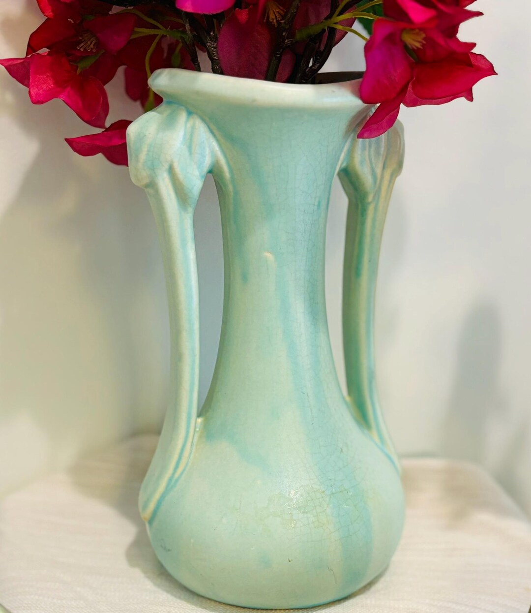 Mccoy Aqua Blue Vase With 2 Handles - Etsy