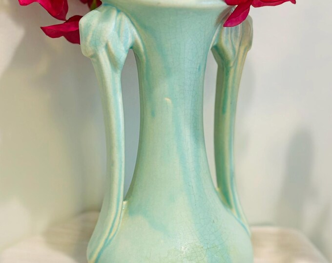 Mccoy Aqua Blue Vase With 2 Handles - Etsy