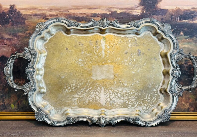 Antique Silver Butlers Tray| French Antique Dish | Elegant Silver ...