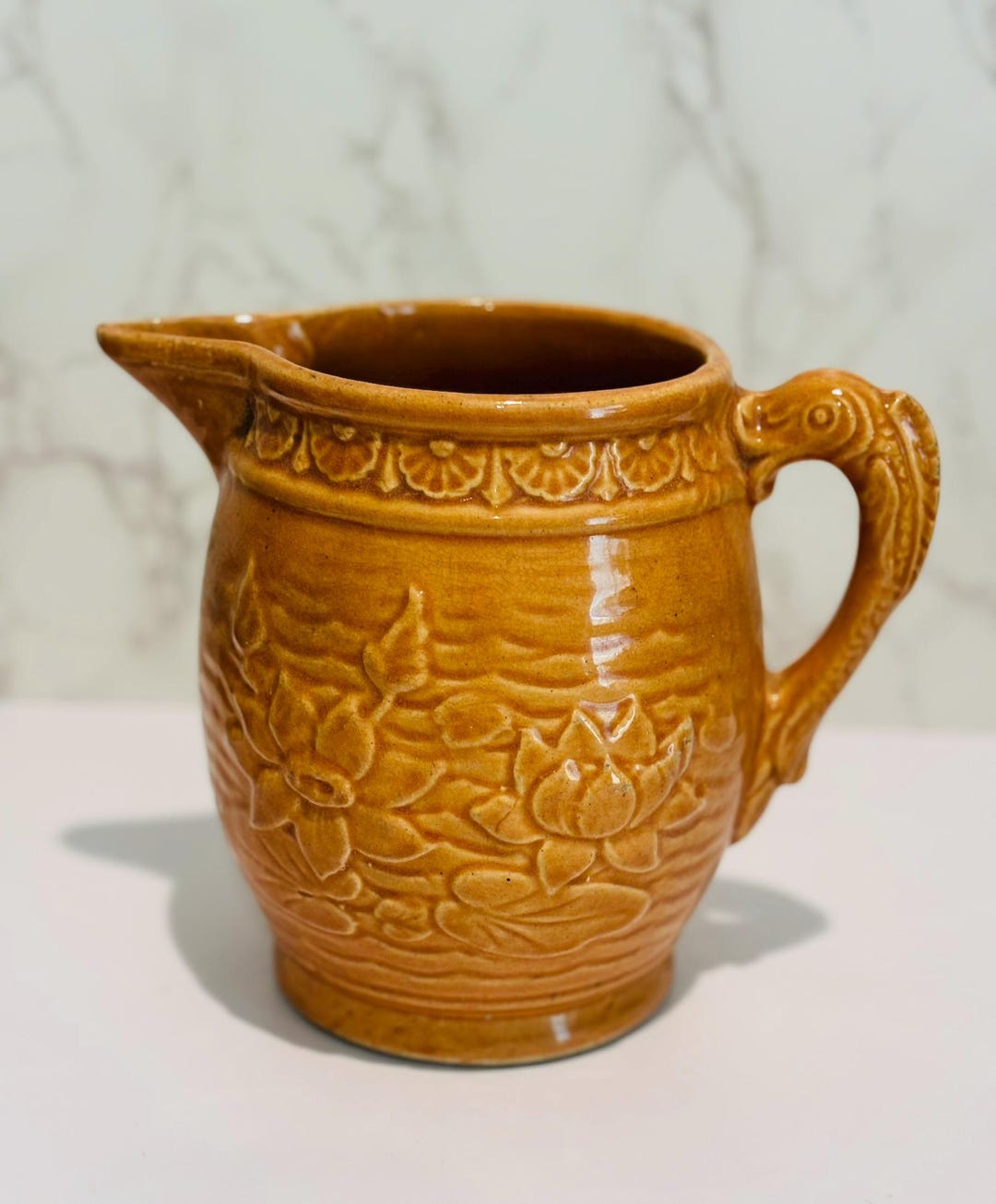 Vintage Mccoy Ceramic Water Lily Pitcher (terracotta Color) 7.25 H X 5 ...