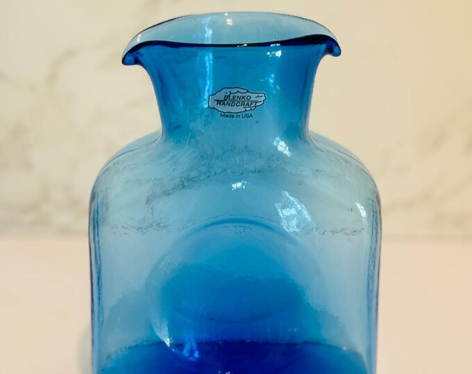 Blenko Double Spouted Royal Blue Pitcher | Vase Decor | Kitchen Glass ...