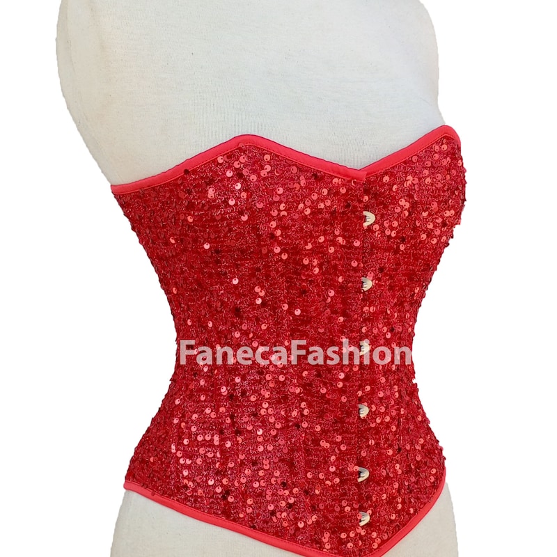 Red Sequin Corset Top - Etsy
