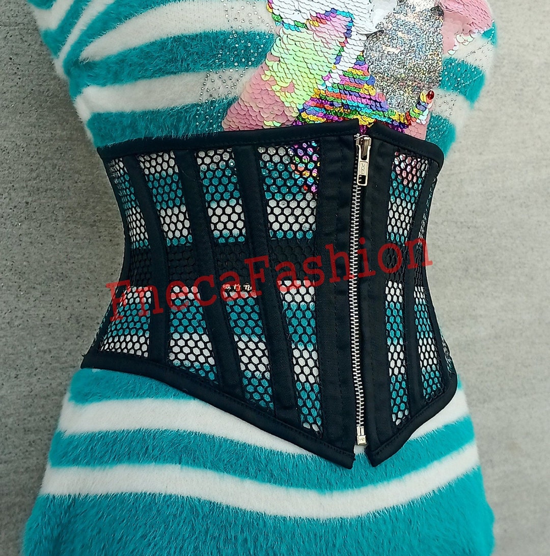 Steel Boned Mesh Waist Training Corset, Front Zip - Etsy