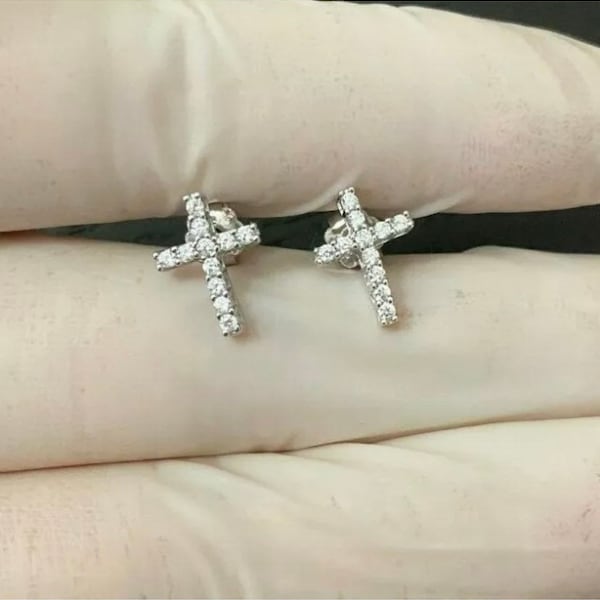 Diamond Cross Earrings - Etsy