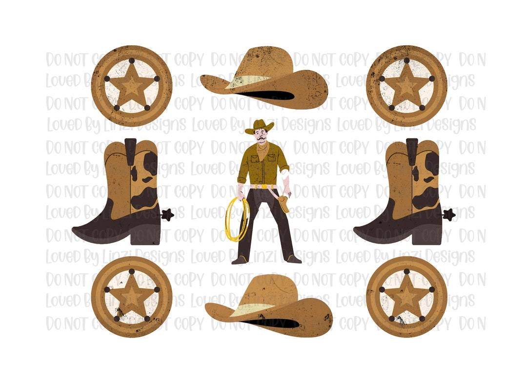 Western Block Design PNG Cowboy Hat Cowboy Cowboy Boots - Etsy