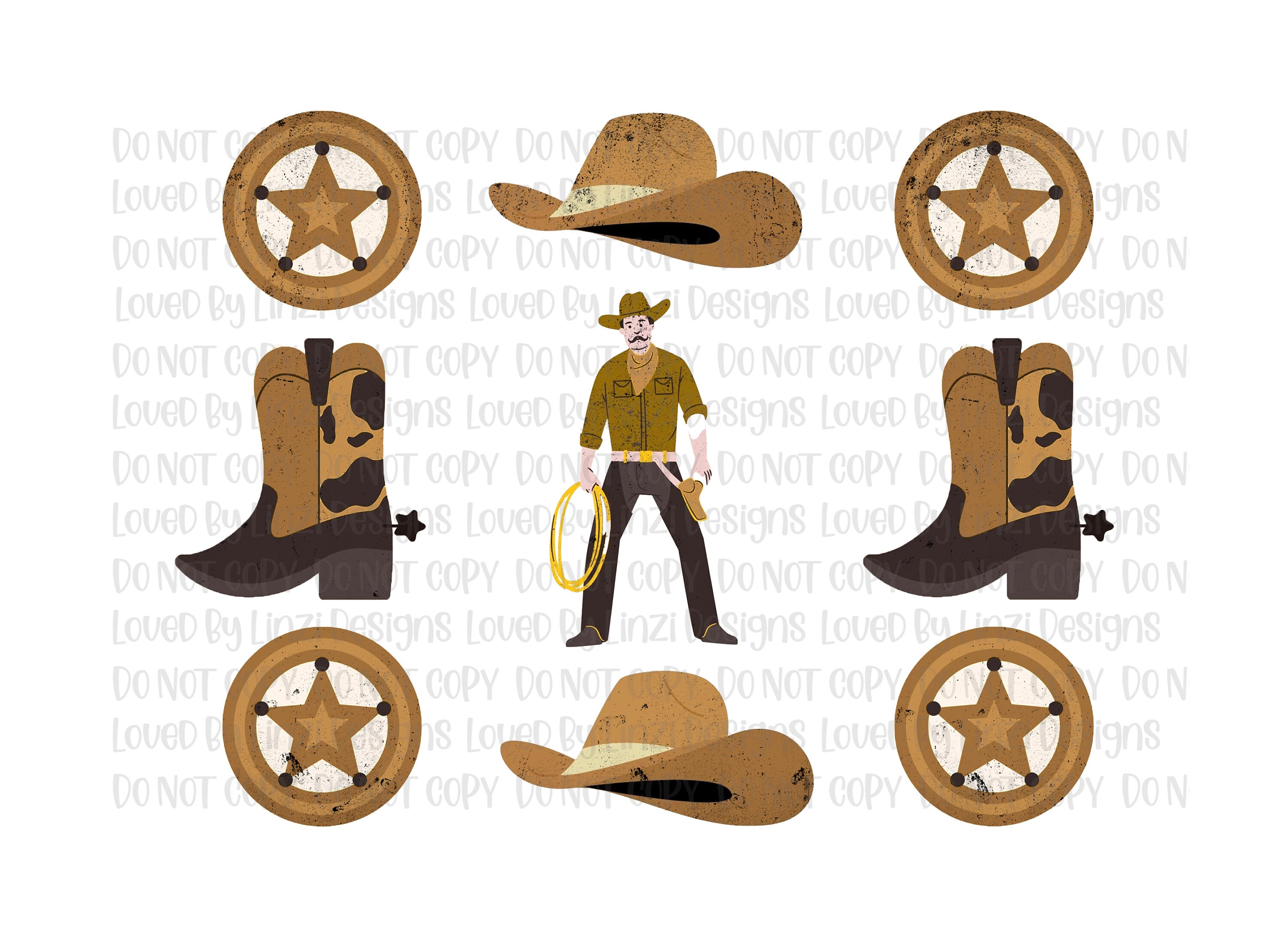 Western Block Design PNG Cowboy Hat Cowboy Cowboy Boots - Etsy