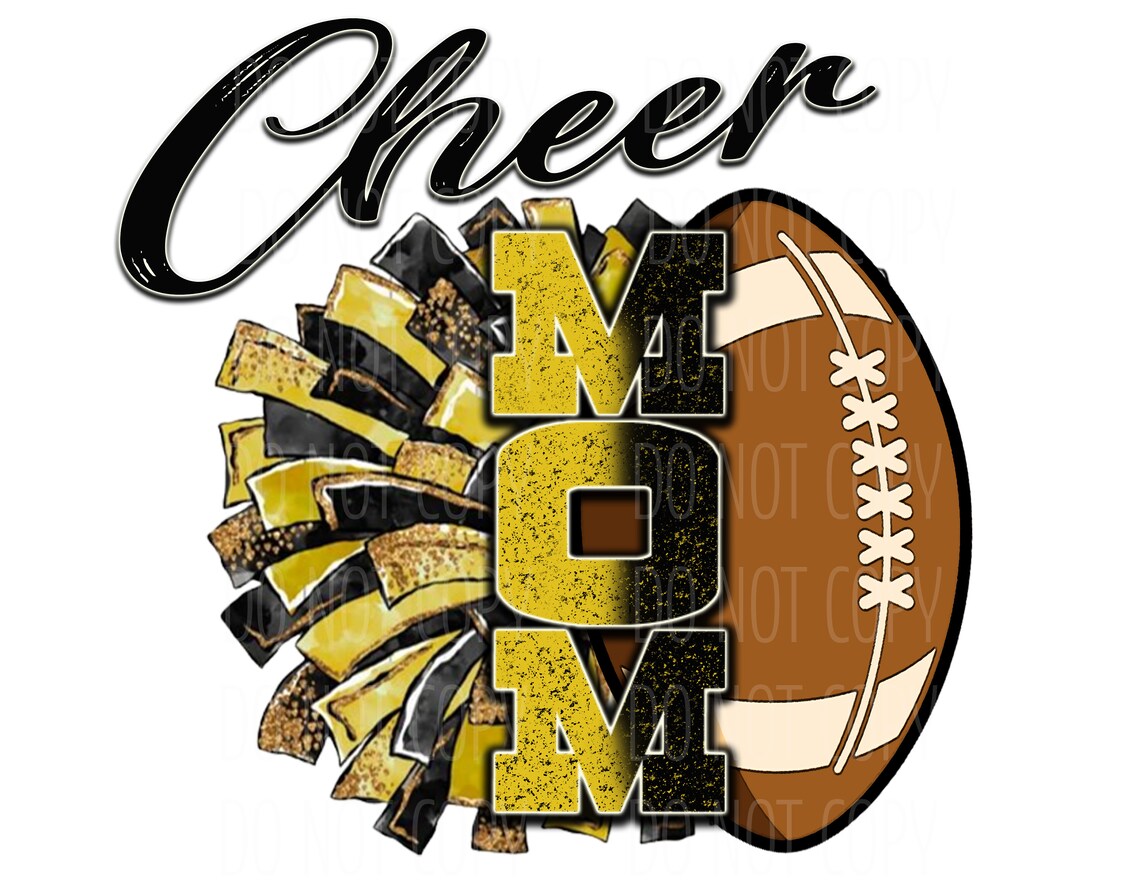 Cheer Mom PNG Football Glitter Cheerleader PNG Gold and - Etsy