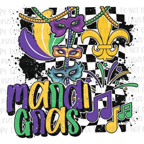 Mardi Gras PNG Retro Mardi Gras Beads Mask Fleur De Lis Mardi Gras ...
