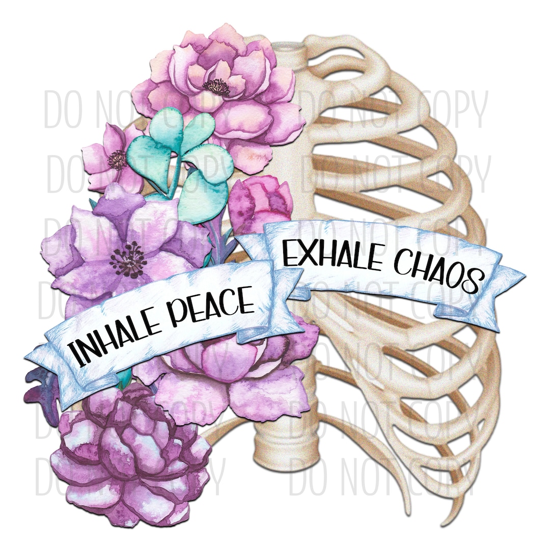 Inhale Peace Exhale Chaos PNG, Flower Skull PNG, Motivational PNG ...