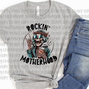 Rockin' Motherhood PNG | Rock and Roll Mom | Funny Mom Life Sublimation ...