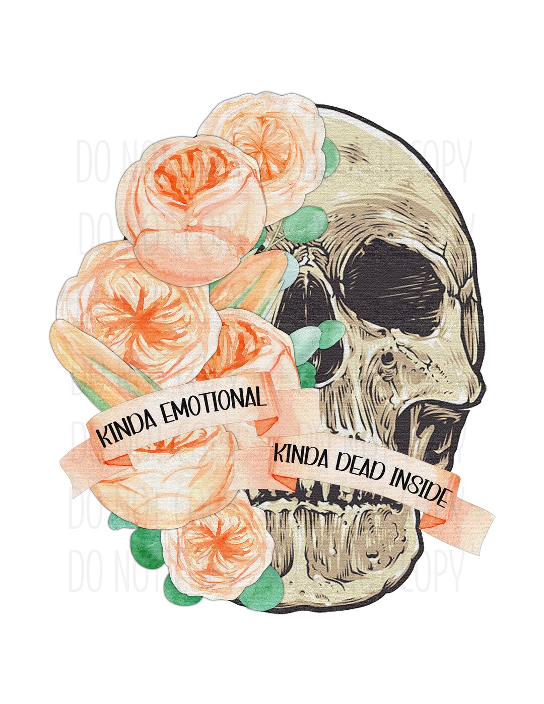 Kinda Emotional Kinda Dead Inside Png, Flower Skull Png, Motivational ...
