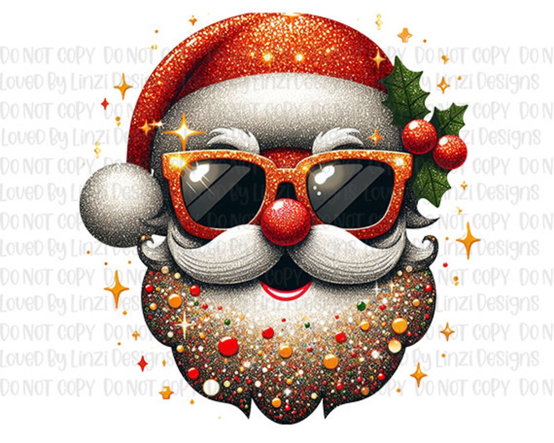 Santa Sunglasses PNG Christmas PNG Cute Christmas Shirt Digital Design ...