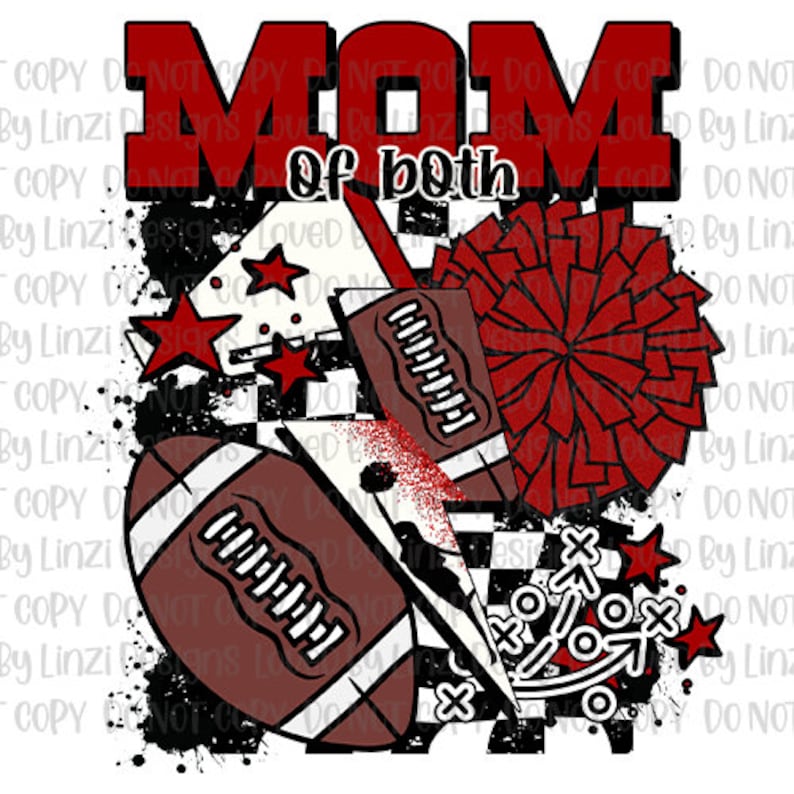 Mom of Both PNG | Football Mom | Cheer Mom | Retro Mom of Both Football ...