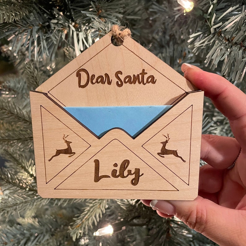 Dear Santa Ornament - Laser Cut Wood, Ornament, Christmas Ornament ...