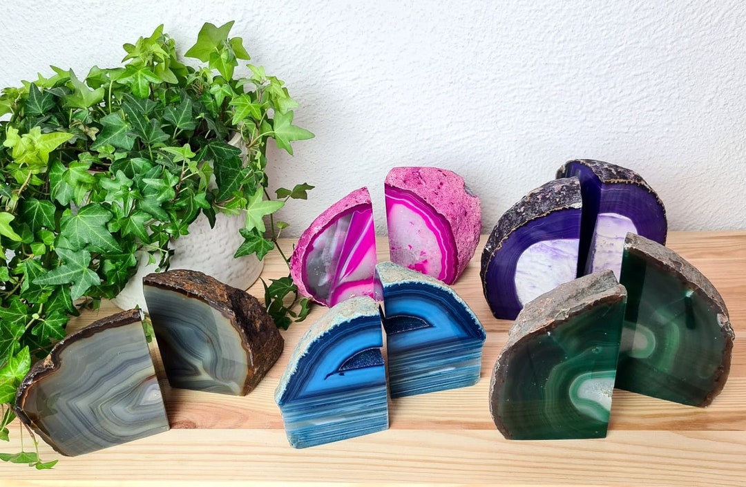 Crystal Book Ends - Agate Bookend - Stone Bookends - Geode Bookend ...