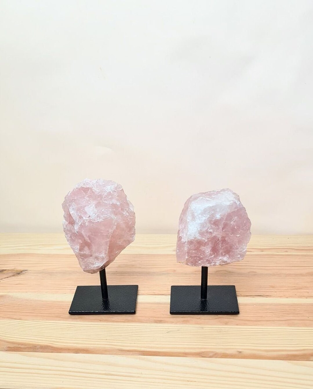Raw Rose Quartz on Stand - Rose Quartz on Metal Stand - Rose Quartz ...