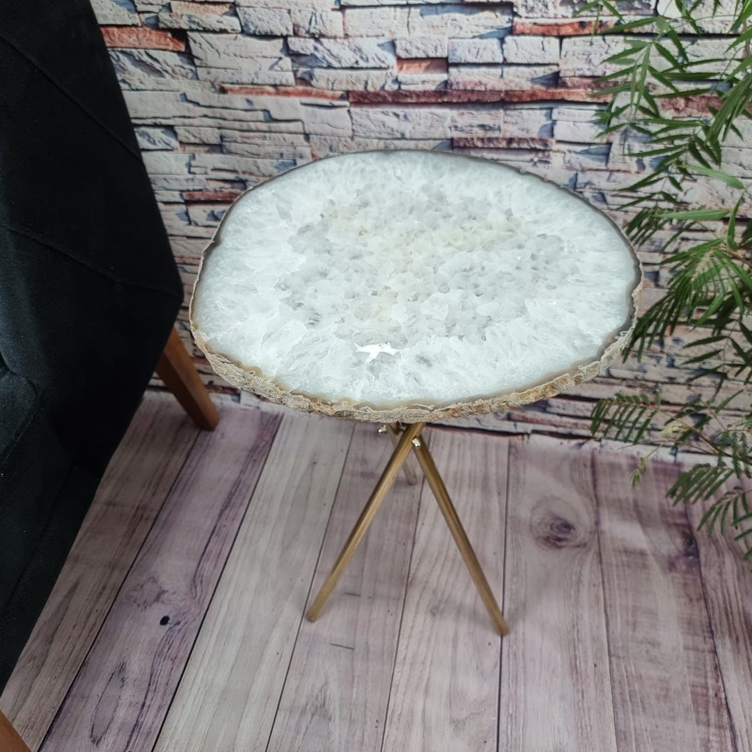 Natural Agate Side Table - Crystal Stone End Table - Crystal Table ...