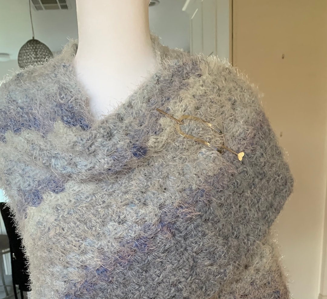 Handmade Crocheted Oversized Triangle Shawl - Blue Sky - Etsy
