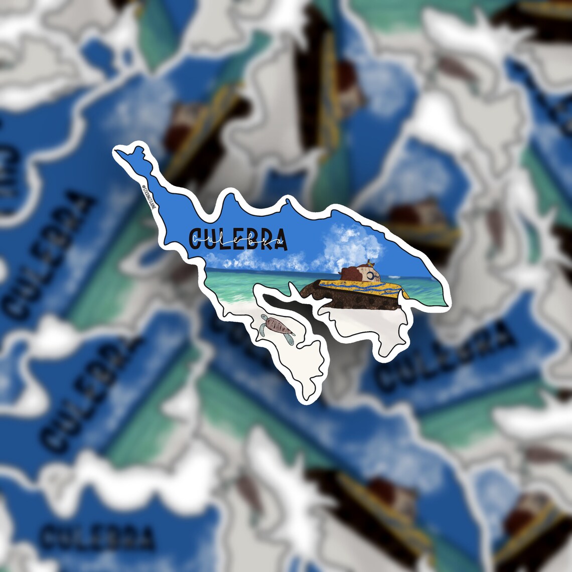 Culebra Island Map Puerto Rico Decal Matte Sticker for Laptop, Water ...