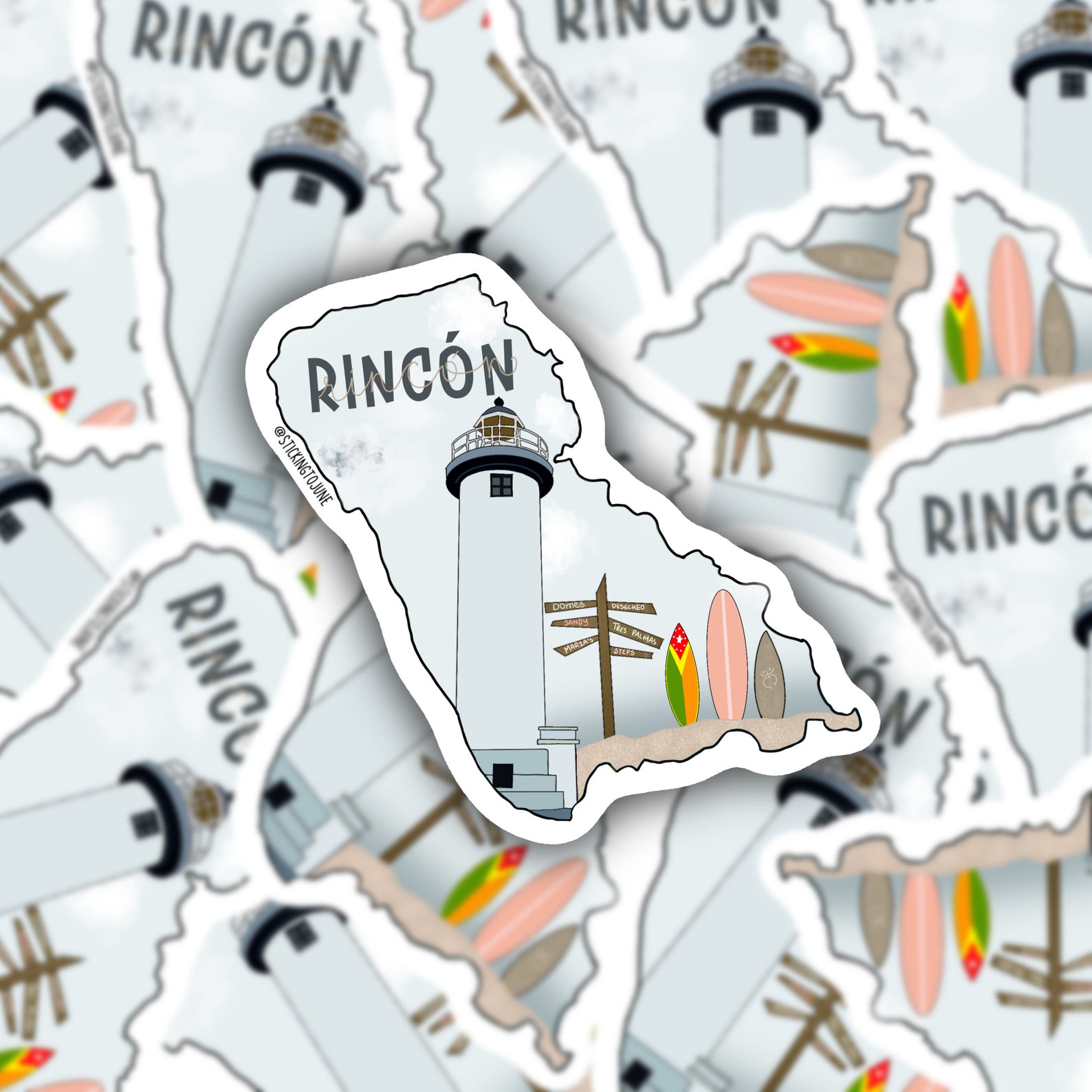 Rincon Map Puerto Rico Decal Matte Sticker for Laptop, Water Bottles ...