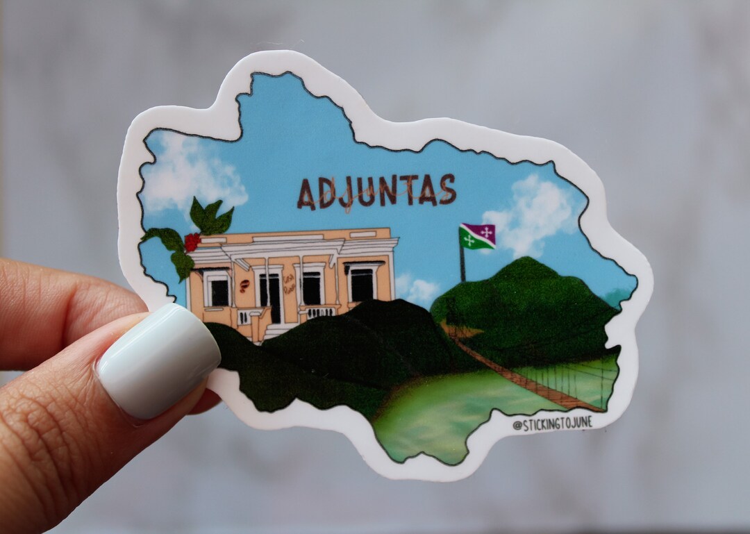 Adjuntas Map Puerto Rico Decal Matte Sticker for Laptop, Water Bottles ...