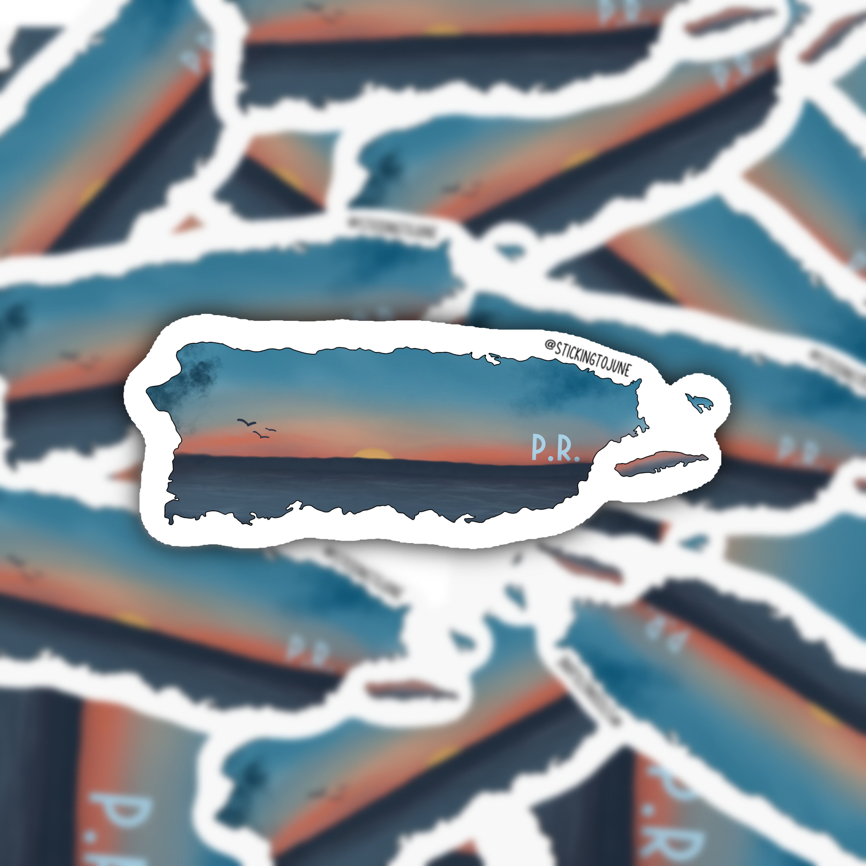 Puerto Rico Mapa Puesta De Sol - Decal Matte Sticker for Laptop, Water ...