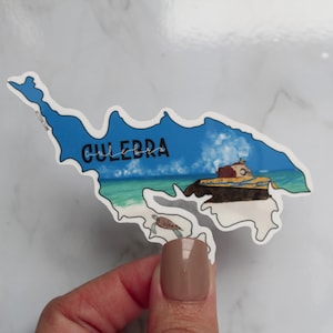 Culebra Island Map Puerto Rico Decal Matte Sticker for Laptop, Water ...