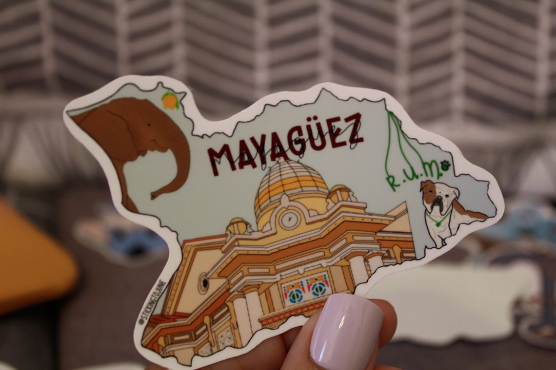Mayaguez Map Puerto Rico Decal Matte Sticker for Laptop, Water Bottle ...