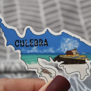 Culebra Island Map Puerto Rico Decal Matte Sticker for Laptop, Water ...