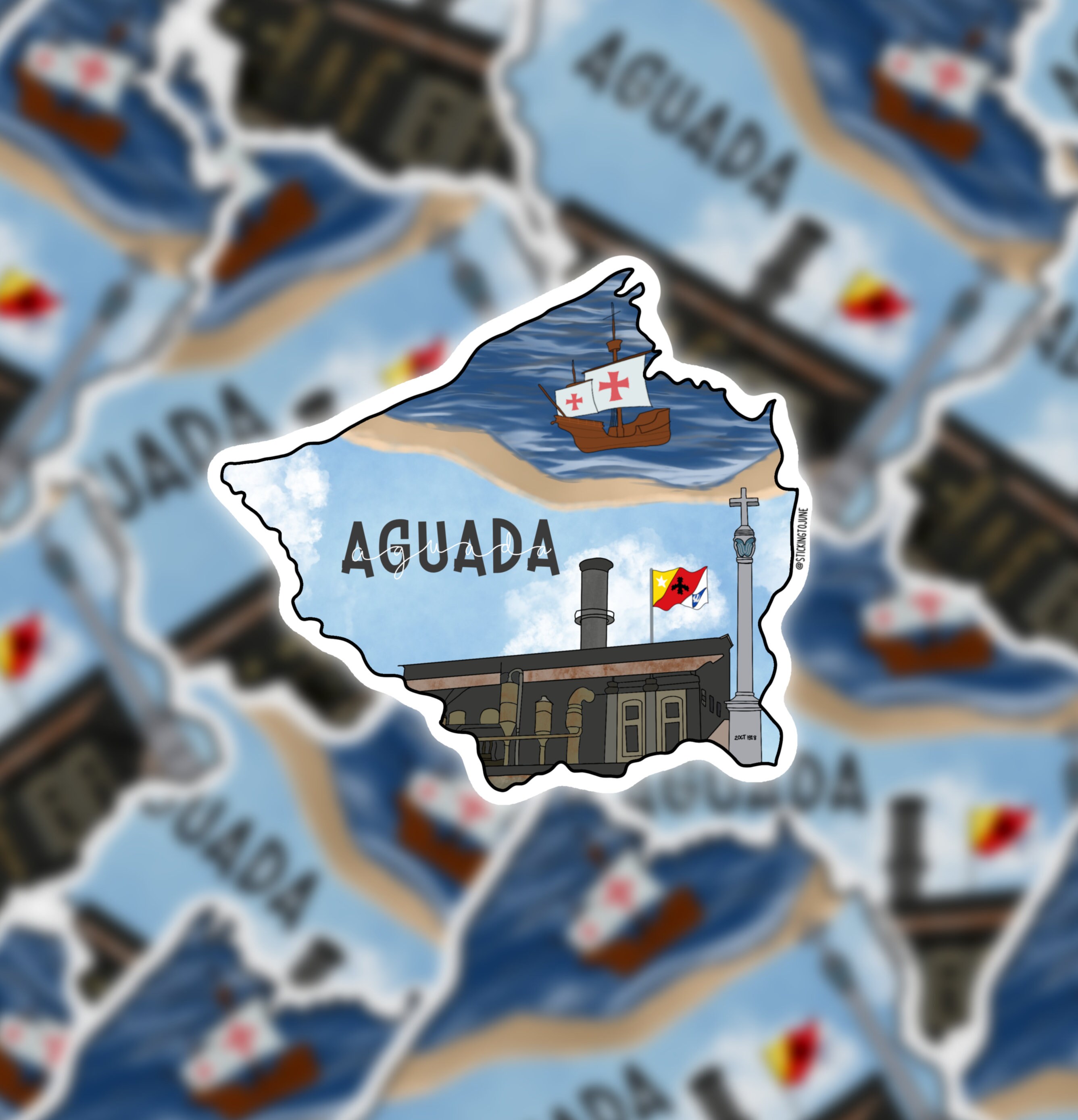 Aguada Map Puerto Rico Decal Matte Sticker for Laptop, Water Bottles ...