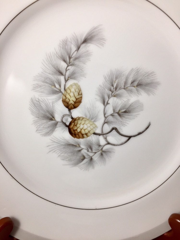 Vintage Kent China Silver Pine Cone China Japan Dinner Plates 10 1/2 ...