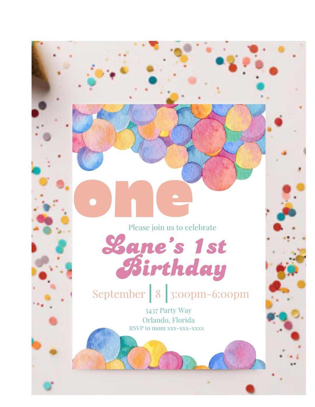 Editable First Birthday Invitations Canva Editable Template - Etsy