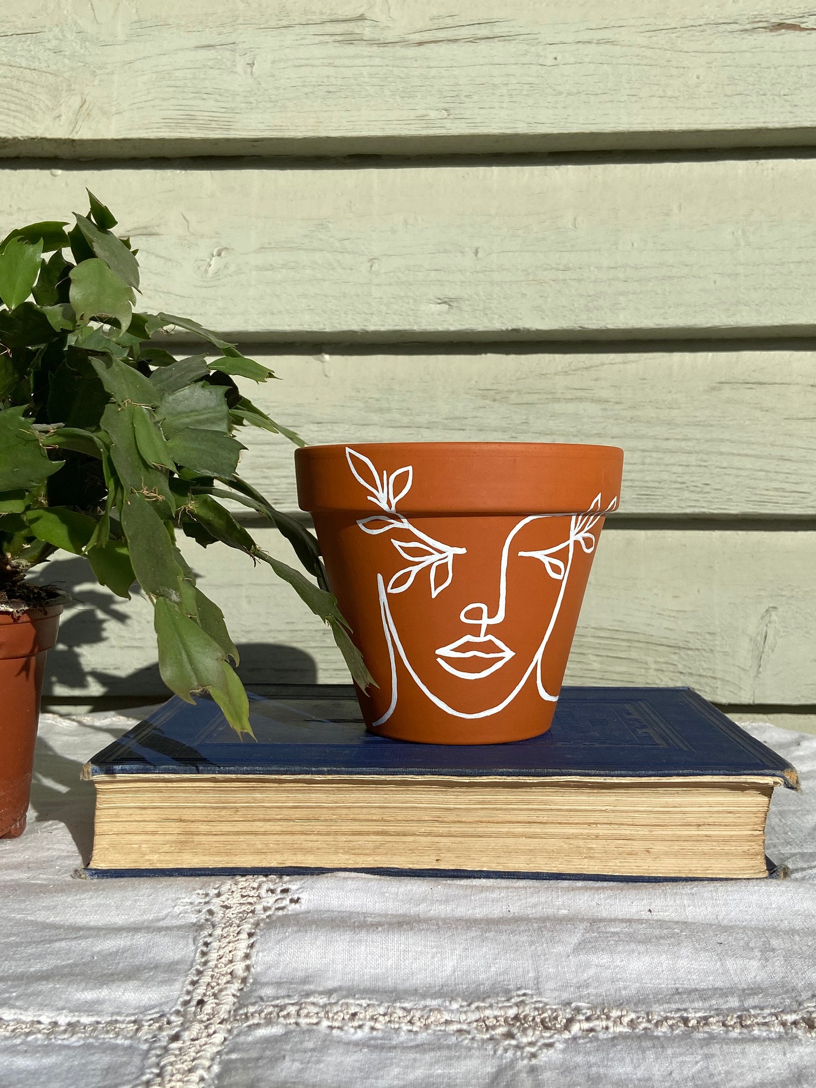 PLANT POT Terracotta Pot With Abstract Face - Etsy