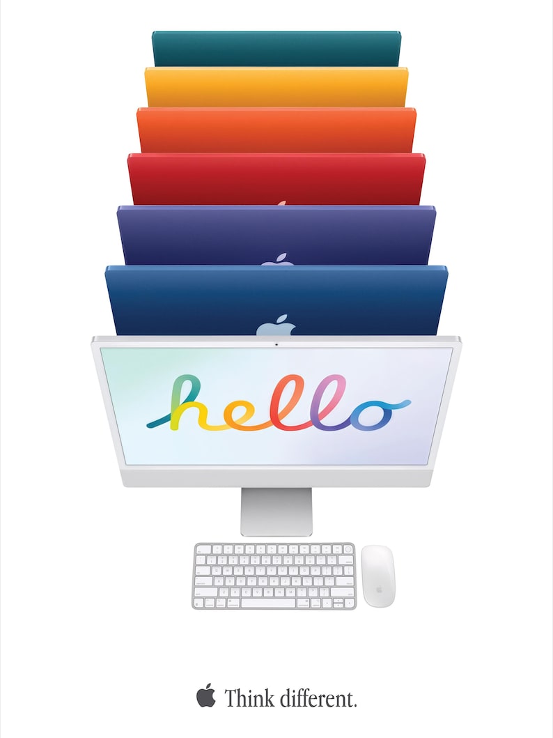 Colorful Imac Poster – 'think Different' Apple Wall Art (digital ...