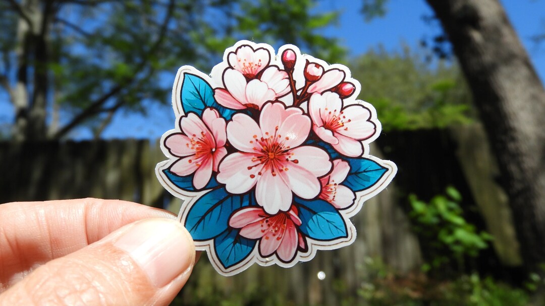 2 Sticker VINYL Cherry Blossom Flowers STICKER Water Resistant Vinyl 2 ...